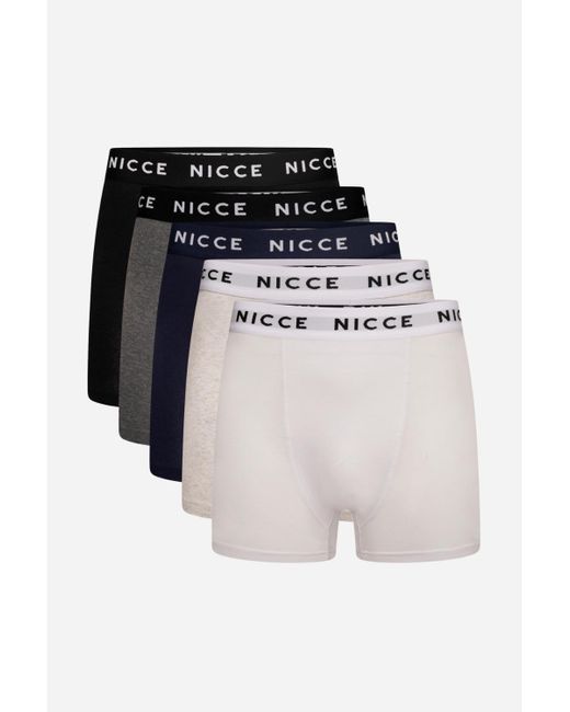 Nicce London Multi 5-Pack Cotton Rich Boxer Briefs With Logo Waistband ...