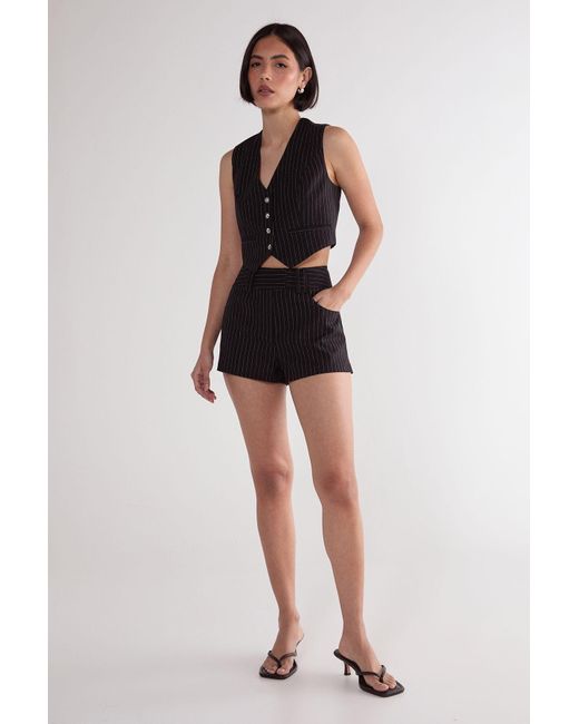 Nasty Gal Pinstripe Shell Button Waistcoat in Black | Lyst UK