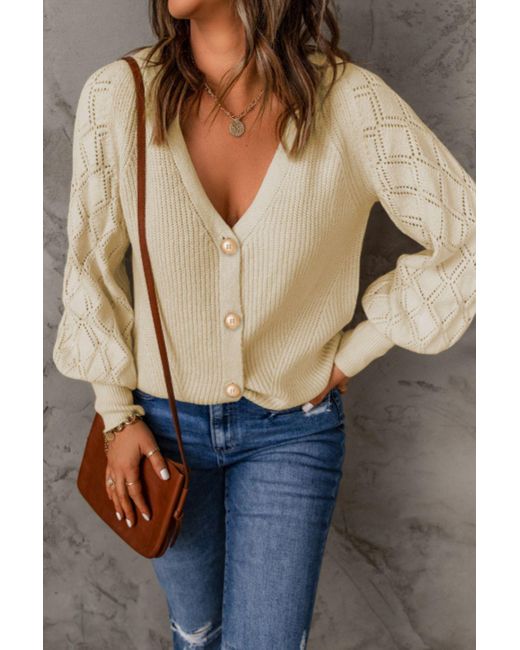 Everyday the Label Openknit Button Cardigan in Brown | Lyst UK