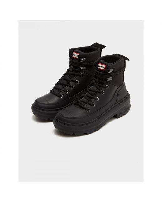 HUNTER Womenss Rebel Explorer Leather Commando Boots in Black | Lyst UK