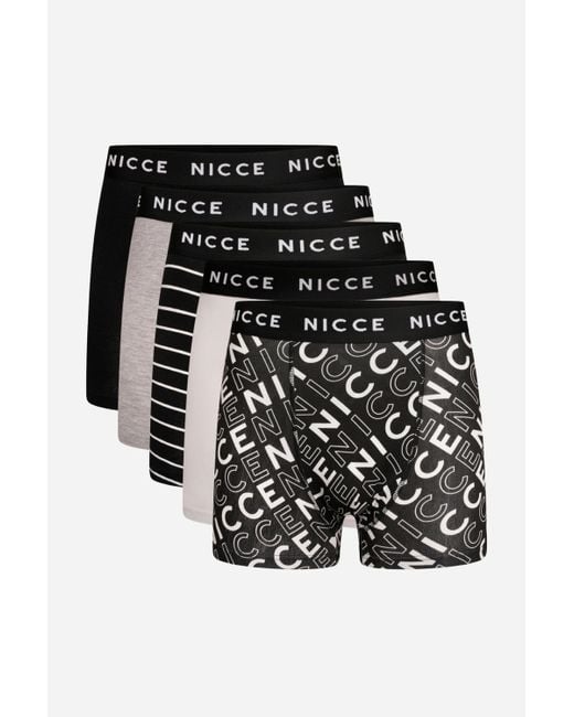 Nicce London Multi 5-Pack Cotton Rich Boxer Briefs With Logo Waistband ...