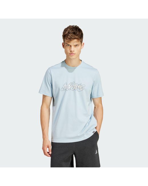 adidas Illustrated Linear Graphic Tee in Blue for Men | Lyst UK