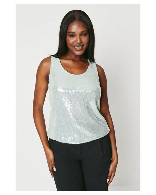Coast Bow Back Sequin Shell Top in White | Lyst UK