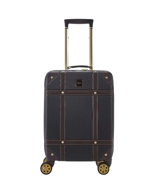 Infinity Leather Hard Shell Trunk Luggage Suitcase in Black | Lyst UK