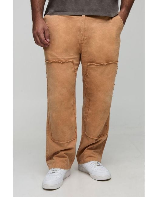 BoohooMAN Plus Bleach Wash Relaxed Fit Carpenter Pants in Brown for Men ...