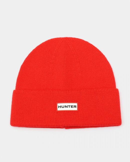 HUNTER Play Essential Cuff Beanie Colour: Logo in Red | Lyst UK