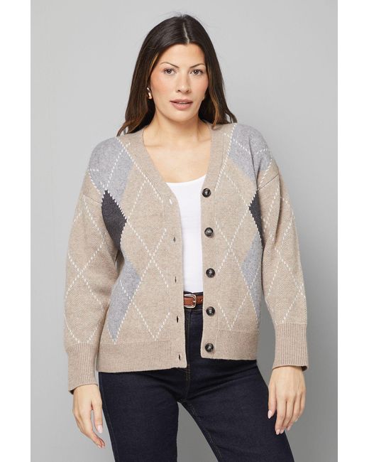 Wallis Argyle Longline Cardigan in Natural | Lyst UK