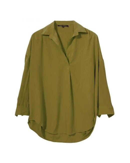 French Connection Open Collar Henley Shirt in Green | Lyst UK