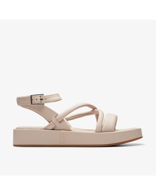 Clarks Alda Cross Sand Leather Sandals in Natural | Lyst UK