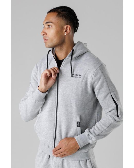 Firetrap Regular Fit Zip Through Fleece Hoody With Drawstrings in Grey ...