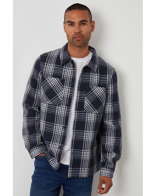 Threadbare Check Waffle Textured Shacket in Blue for Men | Lyst UK