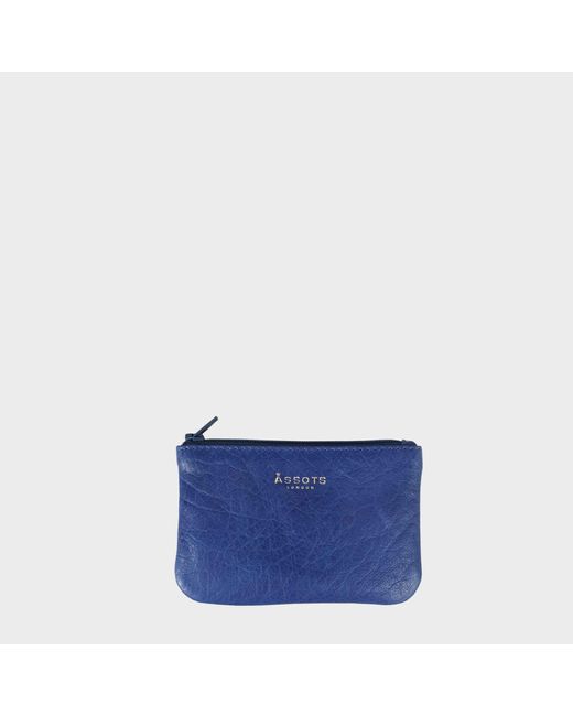 Assots London Poppy' Full Grain Leather Zip Top Coin Purse in Blue ...