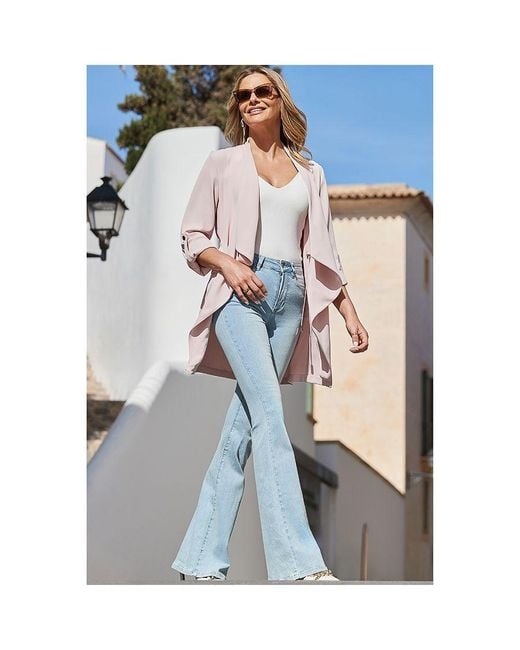 Sosandar Waterfall Duster Jacket in Blue | Lyst UK