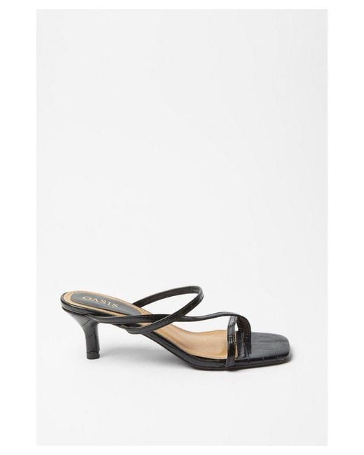 Oasis Mazzy Croc Kitten Heel Toe Thong Mule in Natural | Lyst UK