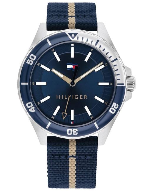 Tommy Hilfiger Logan Watch 1792011 Fabric in Blue for Men | Lyst UK