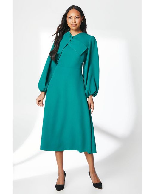 PRINCIPLES Structured Bow Detail Crepe Midi Dress in Blue | Lyst UK