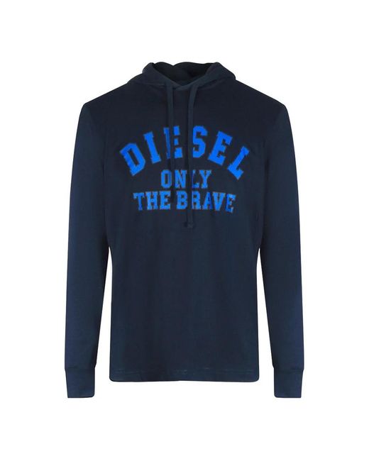 DIESEL Adult The Brave Logo Hoodie in Blue | Lyst UK