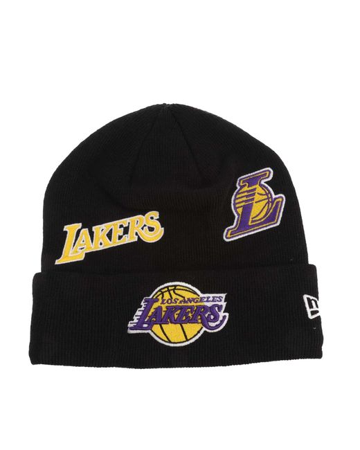 KTZ La Lakers Multi Patch Beanie Hat in Black for Men | Lyst UK