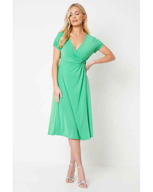 PRINCIPLES Petite Trim Detail Wrap Dress in Green | Lyst UK