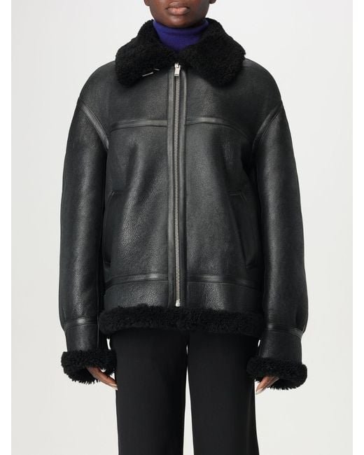 Saint Laurent Aviator Shearling Leather Jacket in Black | Lyst UK