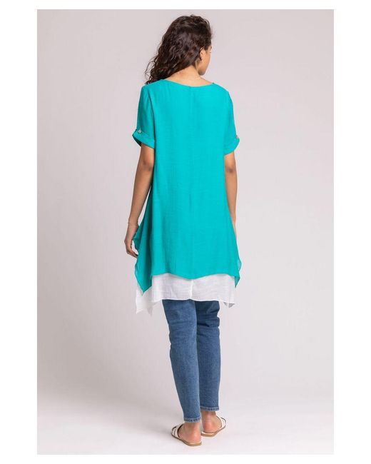 Roman Dragonfly Print Asymmetric Tunic Top in Blue | Lyst UK