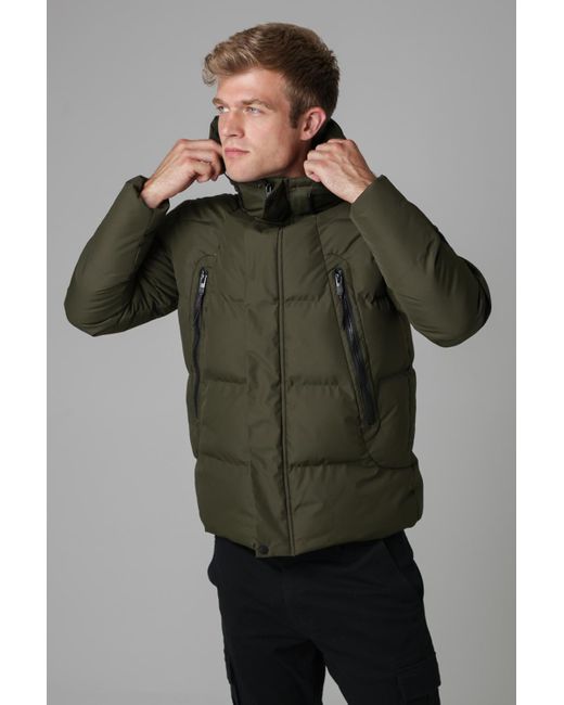 Tokyo Laundry Horizontal Padded Jacket With Hood in Green for Men | Lyst UK