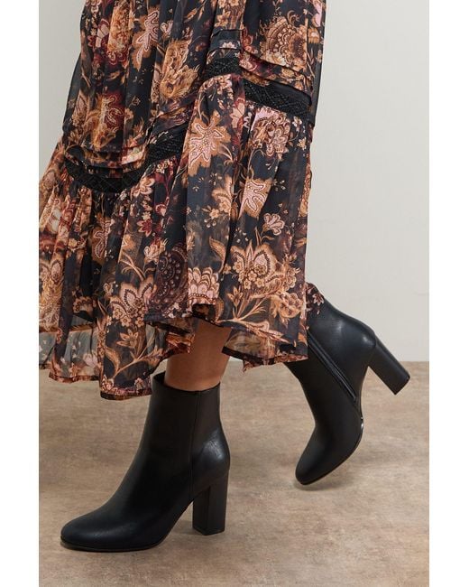 Oasis Louisa Faux Leather Round Toe Stacked High Heel Ankle Boots in ...