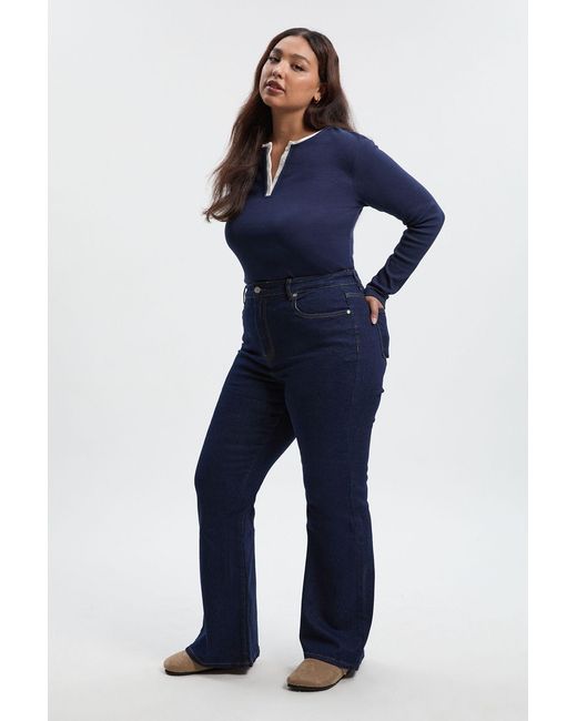Boohoo The Plus Flare Jean in Blue | Lyst UK