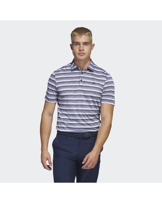 adidas Originals Two-Color Striped Golf Polo Shirt in Blue for Men ...
