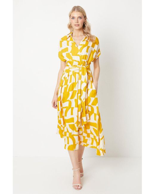 PRINCIPLES Tie Waist Midi Dress in Metallic | Lyst UK