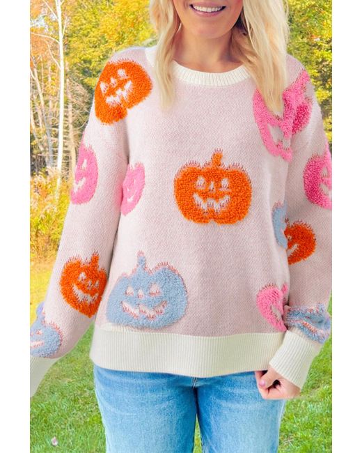 Everyday the Label Pumpkin Design Pullover Sweater in Pink | Lyst UK