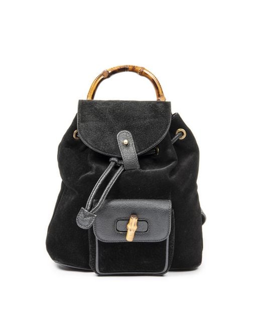 Gucci Mini Bamboo Backpack in Black | Lyst UK