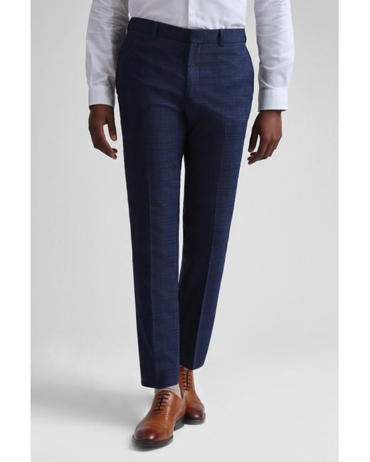 Ted Baker Munro Wine Check Slim Trousers in Blue for Men | Lyst UK