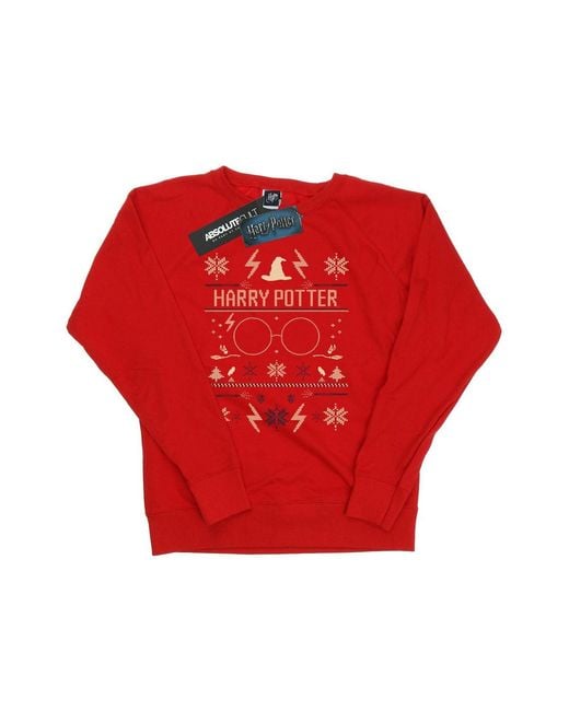 Harry Potter Ladies Christmas Pattern Sweatshirt in Red | Lyst UK