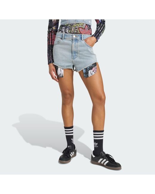 adidas Originals X Jeremy Scott Denim Shorts in Blue | Lyst UK