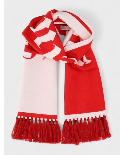 Palm Angels Logo Knitted Scarf Cotton in Red | Lyst UK
