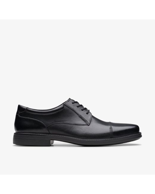 Clarks Wenham Cap Ii Leather Shoes in Black for Men | Lyst UK
