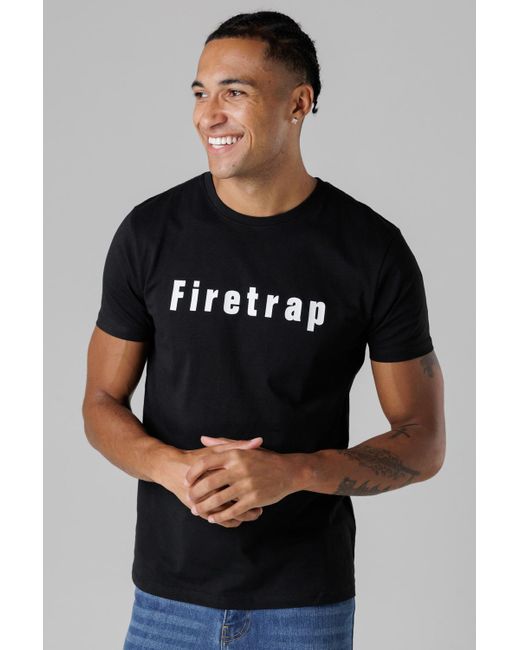 Firetrap Regular Fit Cotton T Shirt With Logo in Black for Men | Lyst UK