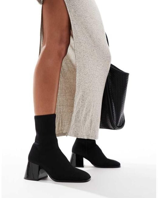 ASOS Radiant Flared Block Heel Boots in White | Lyst UK