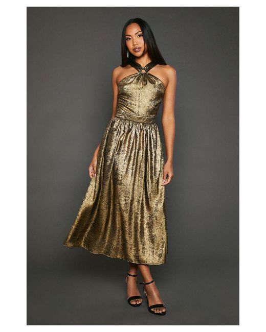 PRINCIPLES Metallic Halter Neck Midi Dress | Lyst UK
