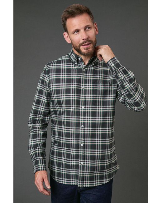 MAINE Brushed Check Long Sleeve Shirt Cotton in Grey for Men | Lyst UK