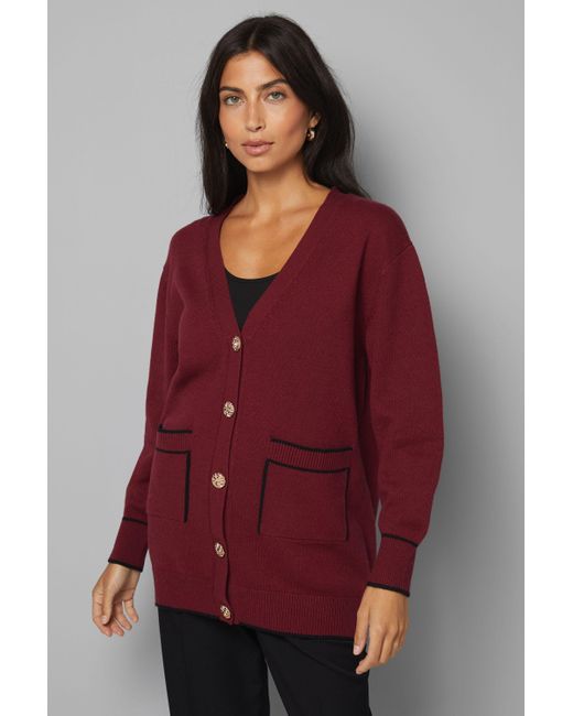 Wallis Cranberry Tipped Button Through Cardigan in Red | Lyst UK