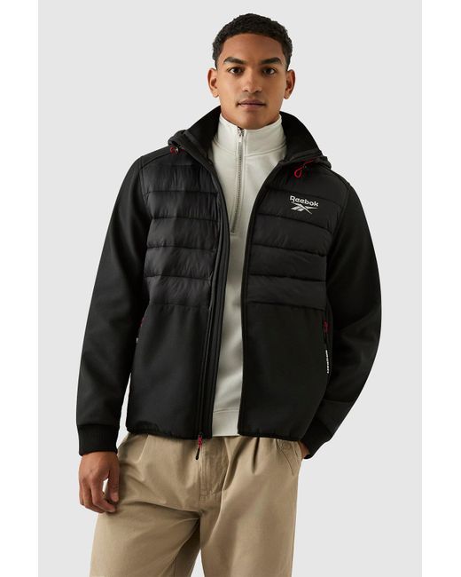 Reebok Mixed Media Jacket in Black for Men | Lyst UK