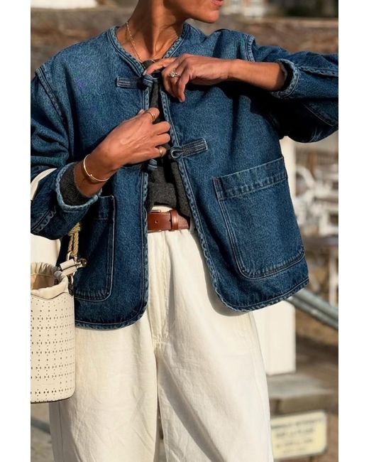 Everyday the Label Denim Jacket Toggle Closure in Blue | Lyst UK