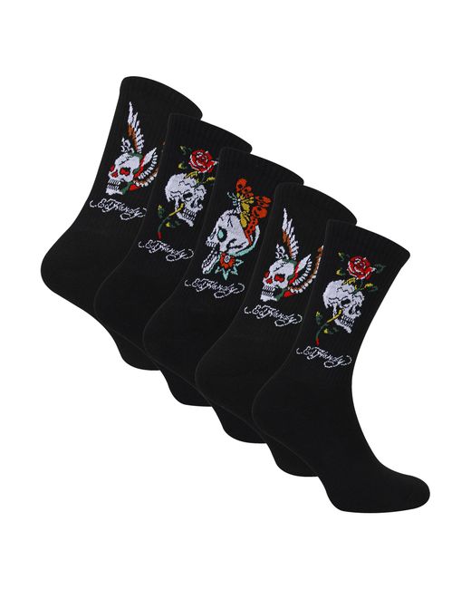 Ed Hardy 5 Pairs Crew Socks in Black for Men | Lyst UK