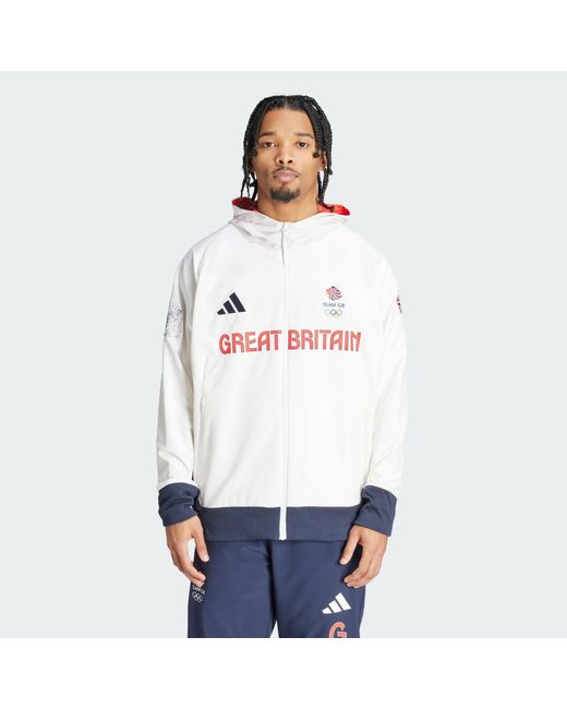 adidas Originals Team Gb Podium Jacket in White for Men | Lyst UK