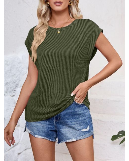 Everyday the Label Waffle Knit Sleeveless Top in Green | Lyst UK