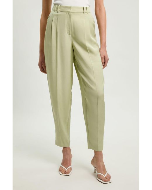 Karen Millen Polished Linen Blend Tailored Trouser in Green | Lyst UK