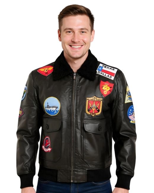 Infinity Leather Top Gun A2 Bomber Jacket-Perth in Black for Men | Lyst UK