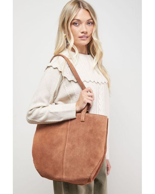 Oasis Jas Suede Tote Bag With Multi Handles in Natural | Lyst UK